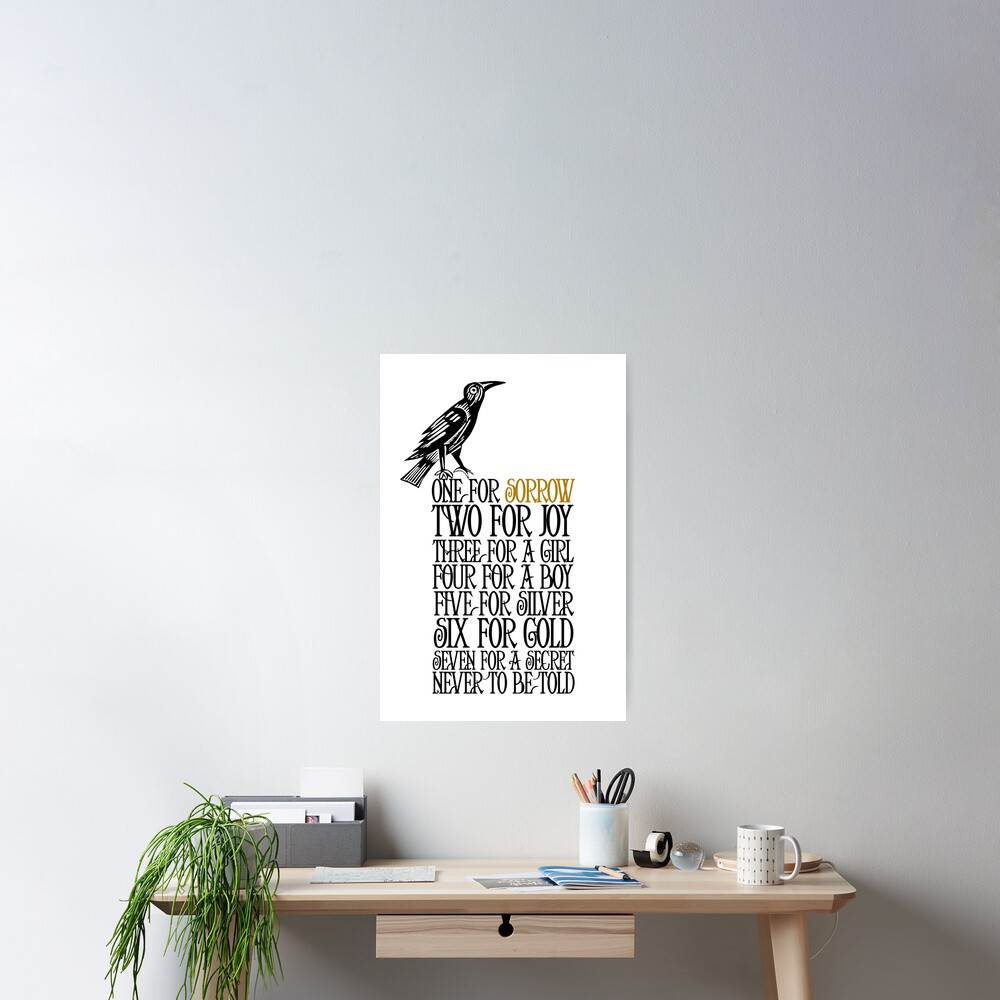 "One For Sorrow: Counting Crows Rhyme" Poster for Sale by WhatOdds ...