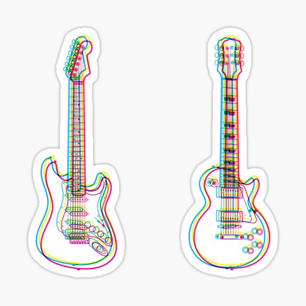 "CMYK Guitar outlines" Sticker by animinimal | Redbubble