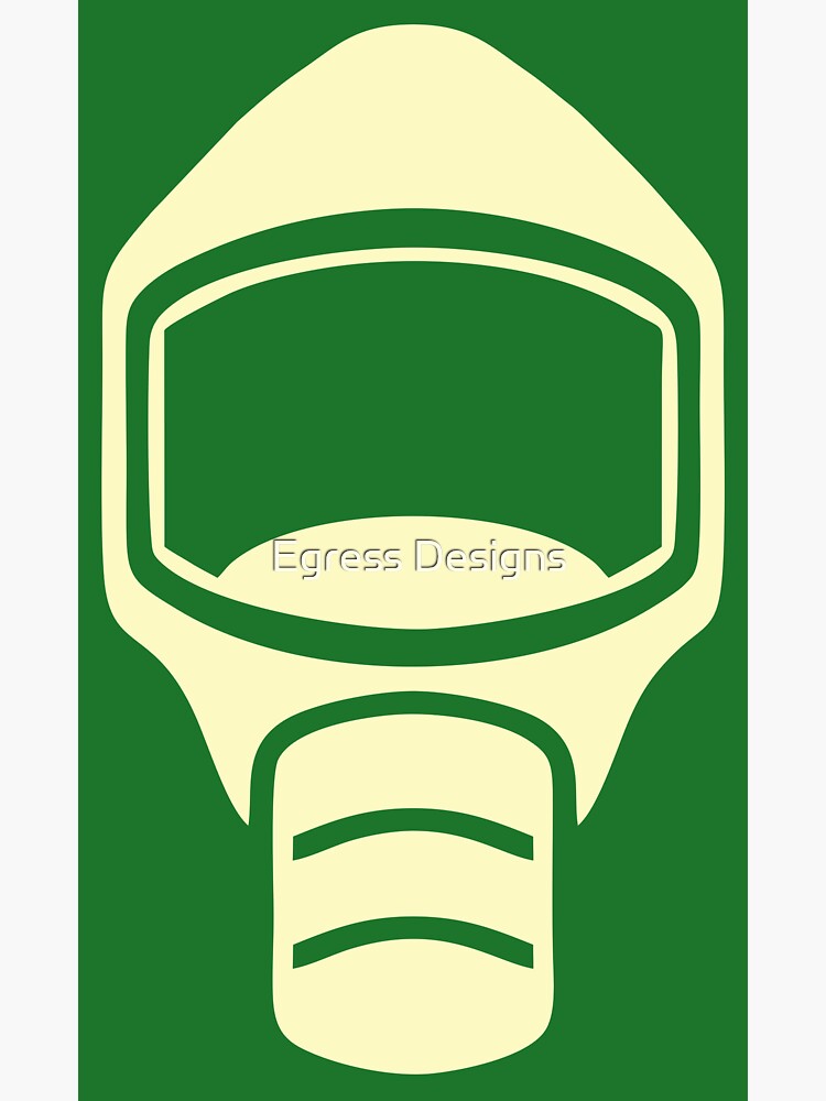 "Emergency Escape Mask (or Smoke Hood, or Gas Mask) Sign" Sticker by ...