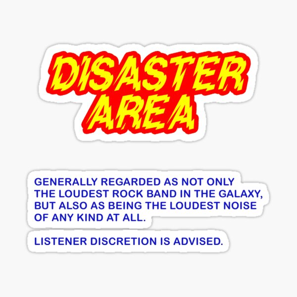 "Disaster Area - Listener Discretion Is Advised." Sticker for Sale by ...