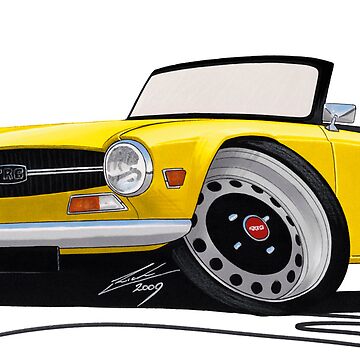 "Triumph TR6 Yellow - Caricature Car Art" Sticker for Sale by ...