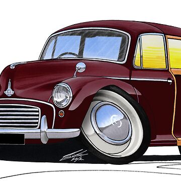 "Morris Minor Traveller Maroon" Sticker for Sale by yeomanscarart ...