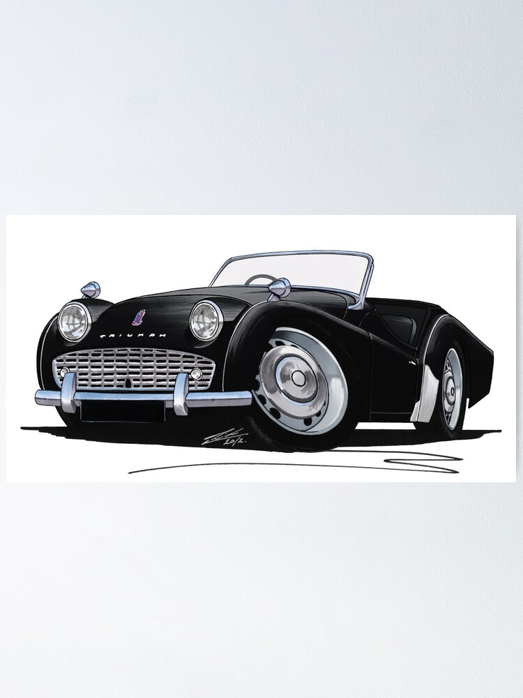 "Triumph TR3A Black" Poster for Sale by yeomanscarart | Redbubble