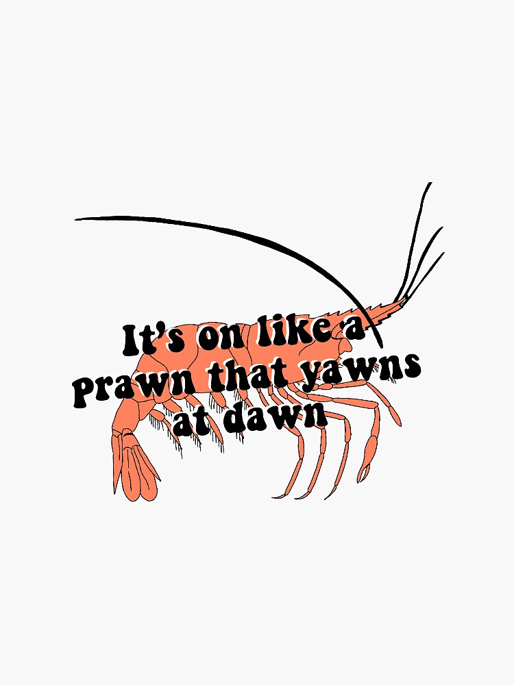 "Its on like a prawn that yawns at dawn" Sticker for Sale by ...