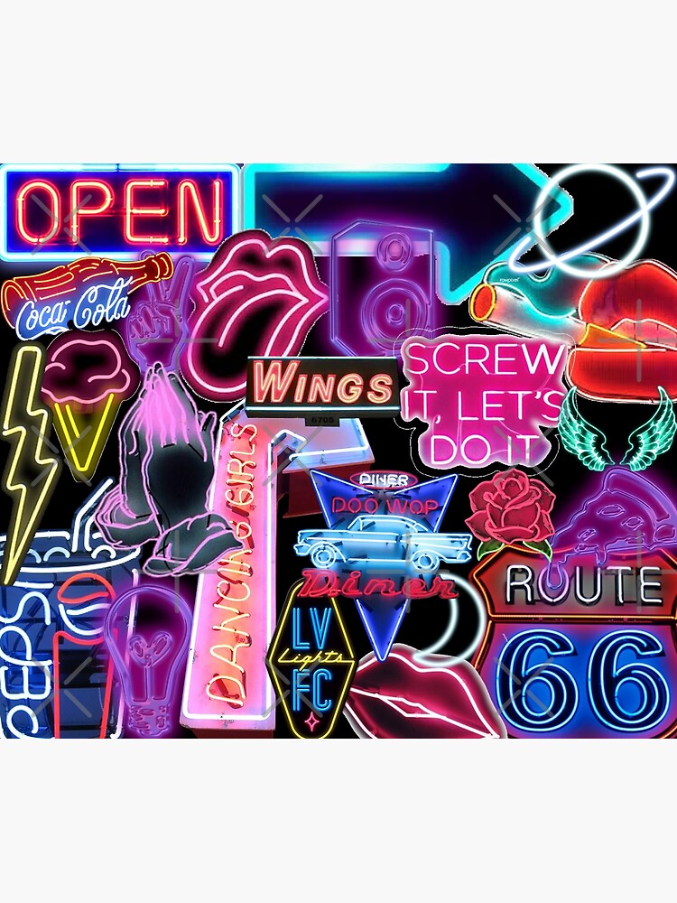 "neon sign collage" Poster for Sale by morgananjos | Redbubble