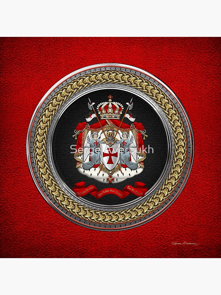 "Knights Templar - Coat of Arms Special Edition over Red Leather" Art ...