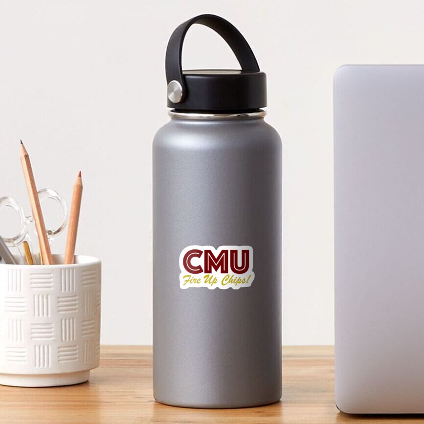 "CMU Central Michigan University Fire Up Chips Design" Sticker for Sale ...