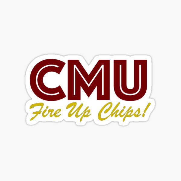 "CMU Central Michigan University Fire Up Chips Design" Sticker for Sale ...