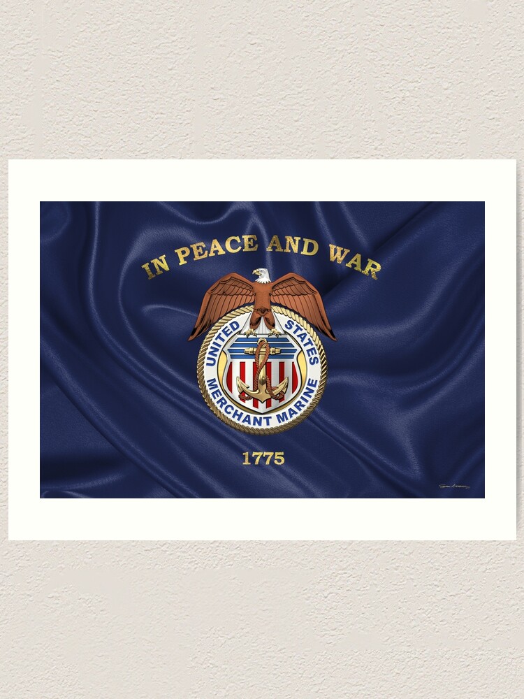 "U.S. Merchant Marine - USMM Emblem over Merchant Marine Flag" Art ...