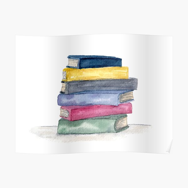 "Watercolor Stack of Books" Poster by Harpleydesign | Redbubble