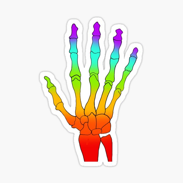 "Rainbow Skeleton Hand" Sticker for Sale by nats-designs | Redbubble