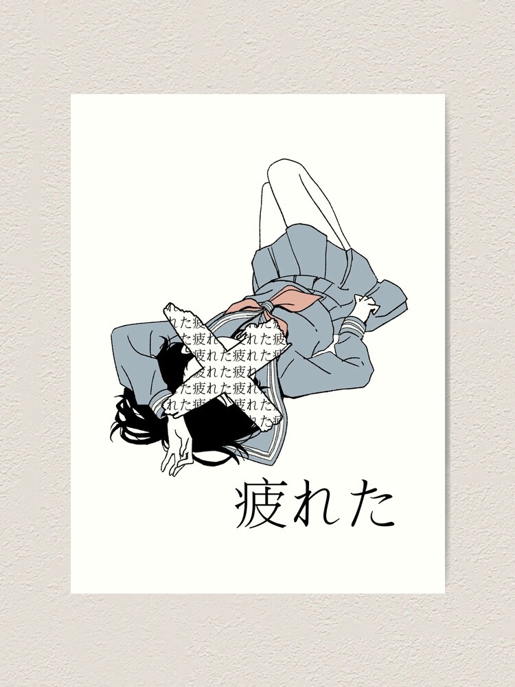 "TIRED - SAD JAPANESE ANIME AESTHETIC" Art Print by PoserBoy | Redbubble