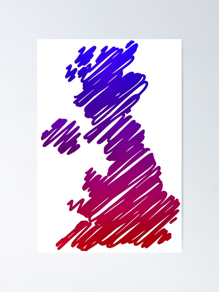 "Multi Colour Rainbow UK Map" Poster by redbubblejewels | Redbubble