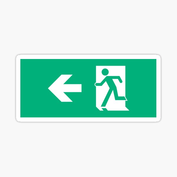 "Running Man Exit Sign, Left Hand Arrow" Sticker for Sale by Egress ...