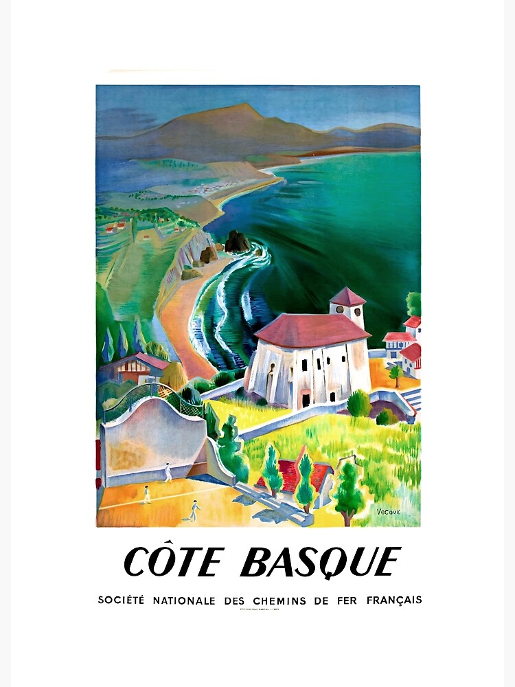 "1946 France Cote Basque Railway Travel Poster" Art Print by ...