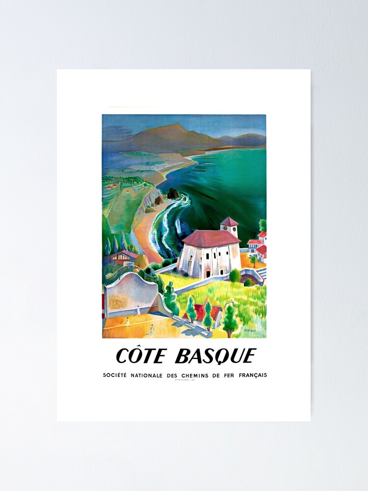 "1946 France Cote Basque Railway Travel Poster" Poster for Sale by ...