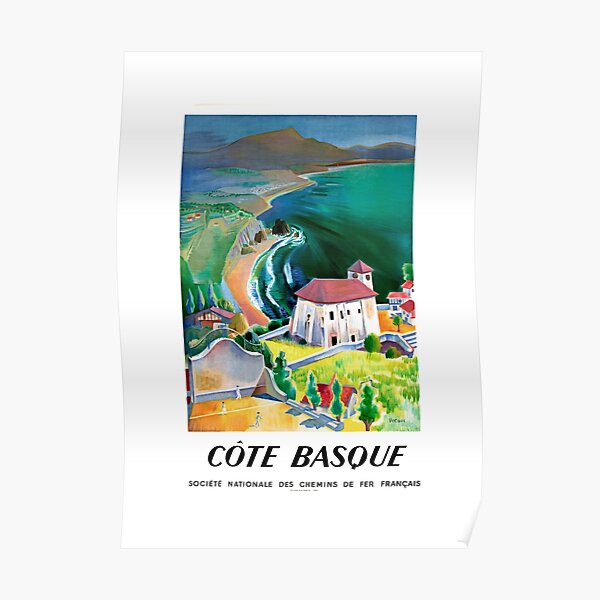 "1946 France Cote Basque Railway Travel Poster" Poster for Sale by ...