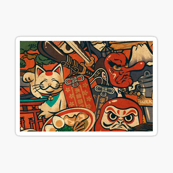 " Japanese style mask" Sticker by Attenea | Redbubble