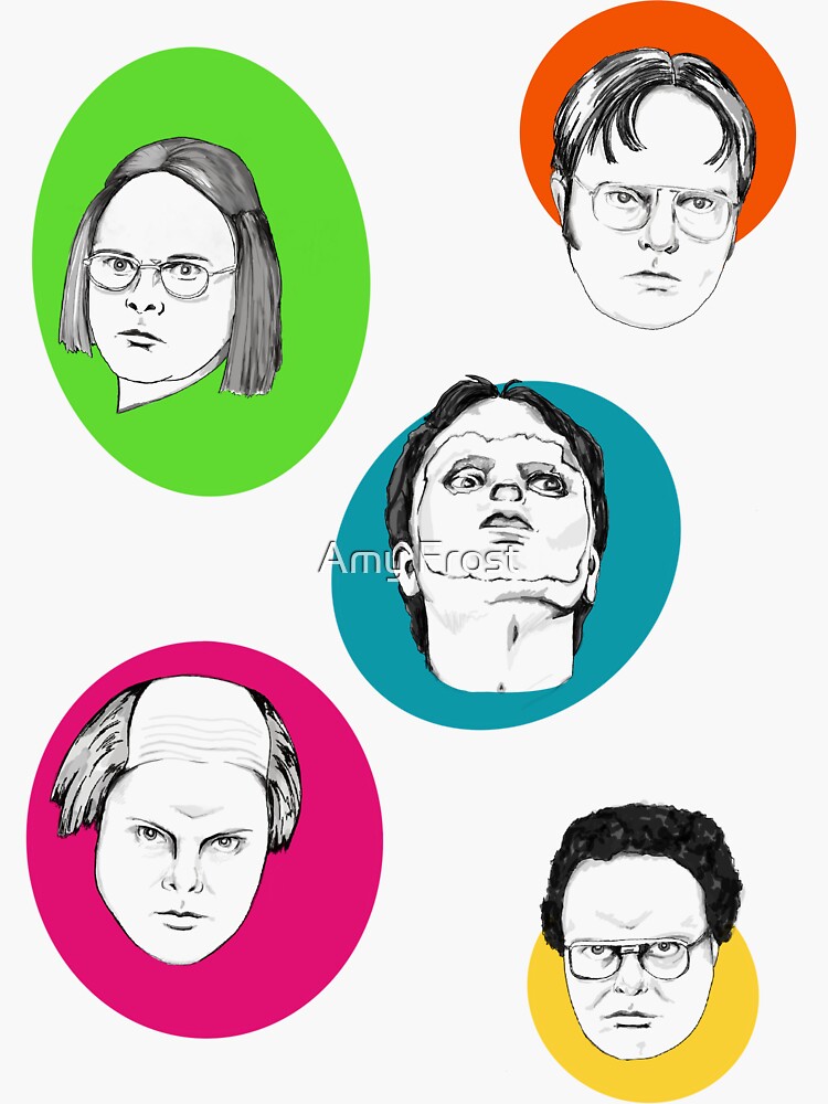 "Many Faces of Dwight" Sticker for Sale by Red-Frost | Redbubble