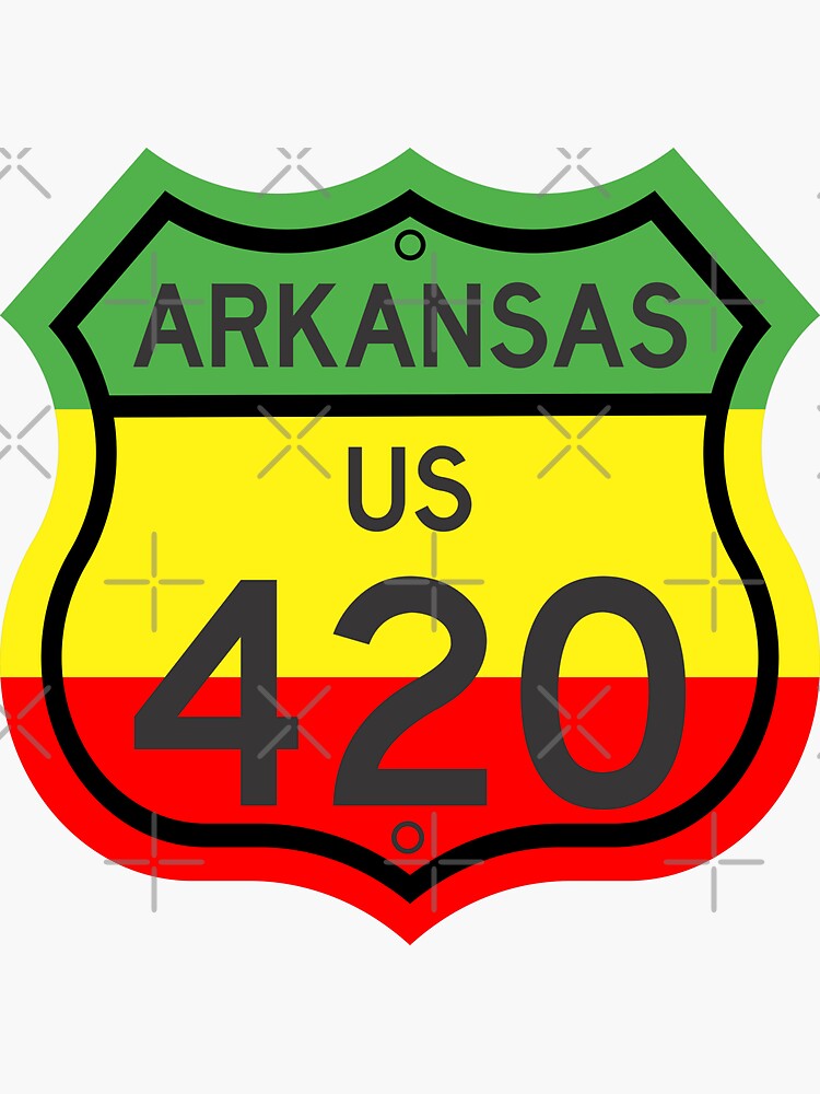 "Arkansas Highway 420 in Rasta Colours" Sticker by Kiwidom | Redbubble