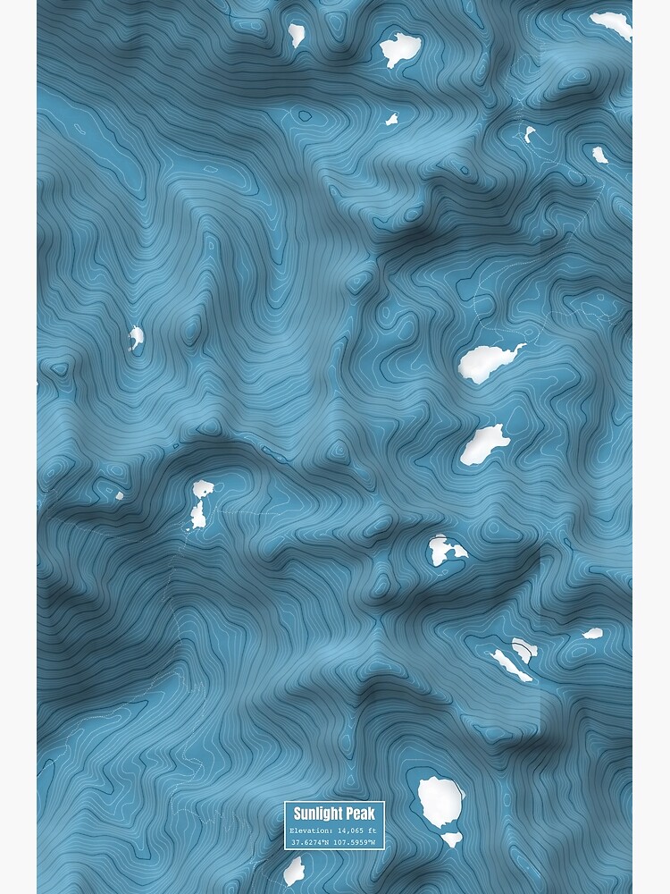 Póster «Mapa topográfico de pico de luz solar - azul» de OutwardCarto ...