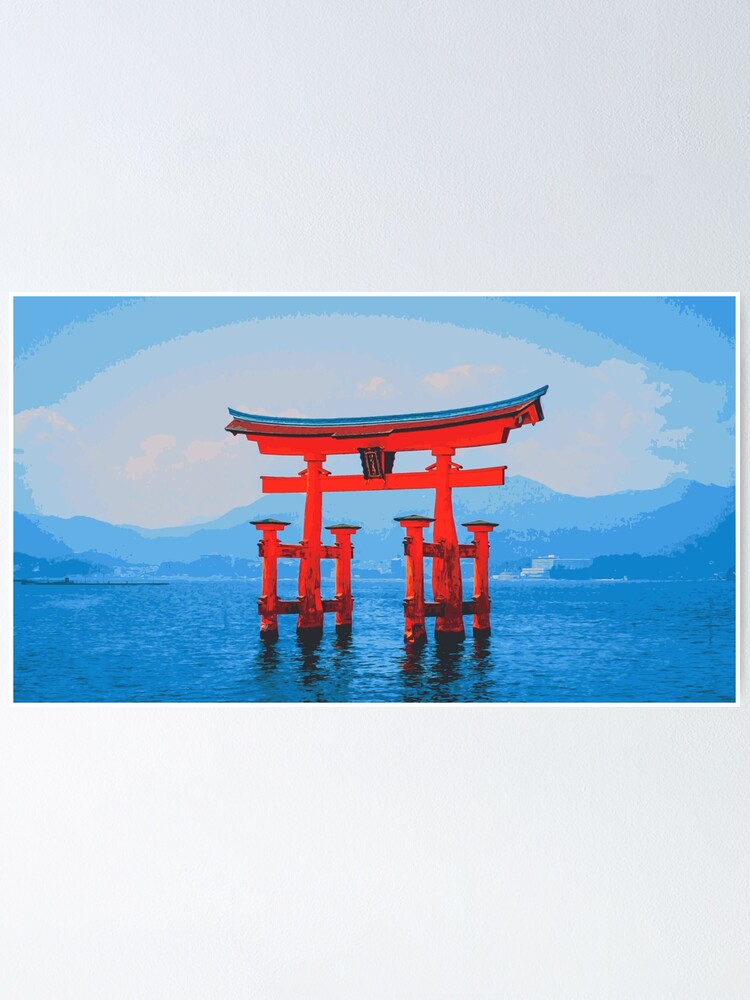 "Floating Torii Gate - Miyajima Shrine - Japanese Art" Poster for Sale ...