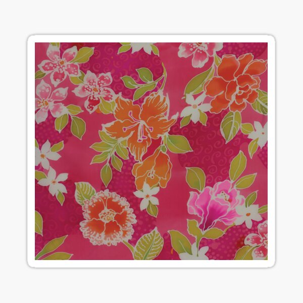 "Batik Flowers in Pink, Coral and red" Sticker by divatodye | Redbubble