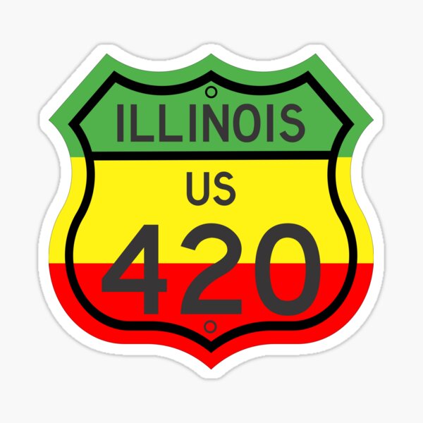 "Illinois Highway 420 in Rasta Colours" Sticker by Kiwidom | Redbubble