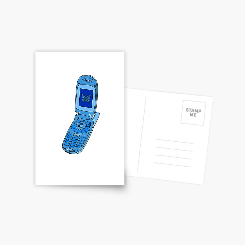 "Y2k blue butterfly flip phone design" Postcard by hanameda | Redbubble