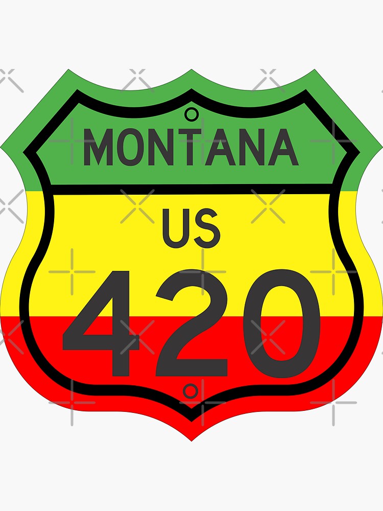 "Montana Highway 420 in Rasta Colours" Sticker by Kiwidom | Redbubble