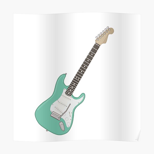"Mint Green Electric Guitar" Poster by CassieG00 | Redbubble