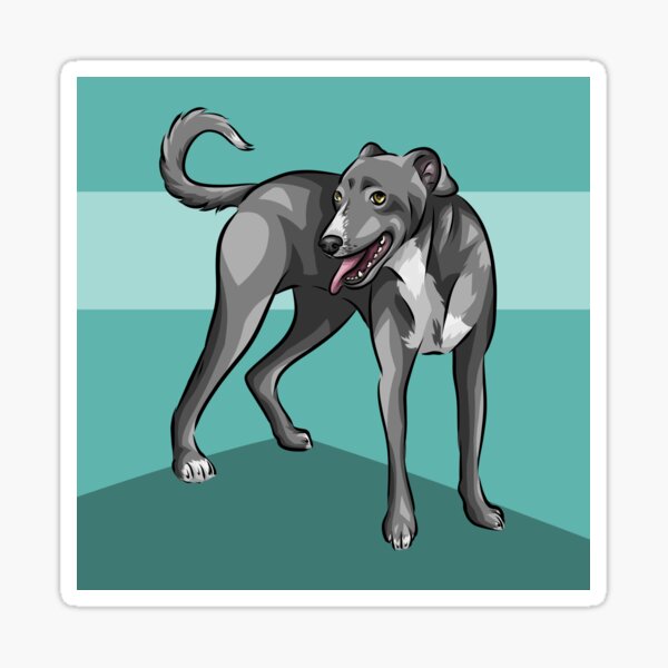 "Lurcher | Cute Dog Art | Teal Background" Sticker by shirinsart ...