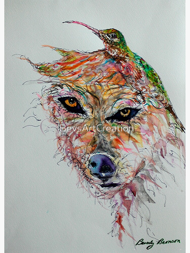 "Wolf and Hummingbird" Art Print for Sale by BevsArtCreation | Redbubble