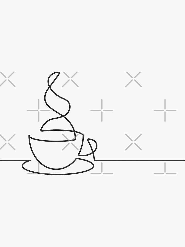 "Single Line Coffee Cup Illustration" Sticker by murakamisstudio ...