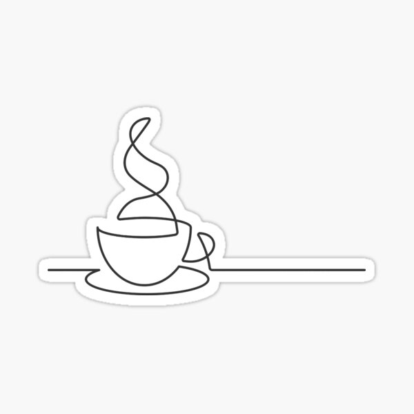 "Single Line Coffee Cup Illustration" Sticker by murakamisstudio ...