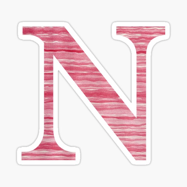 "Letter N Red Watercolor Stripes Initial Monogram " Sticker by ...