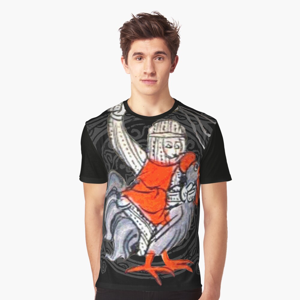 "Medieval marginalia, Knight riding a chicken" Sticker for Sale by ...