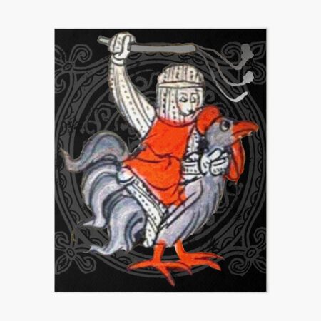 "Medieval marginalia, Knight riding a chicken" Art Board Print for Sale ...