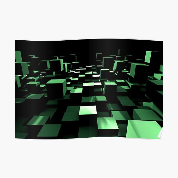 "An abstract 3D cube design in green color" Poster by kenodesigns ...