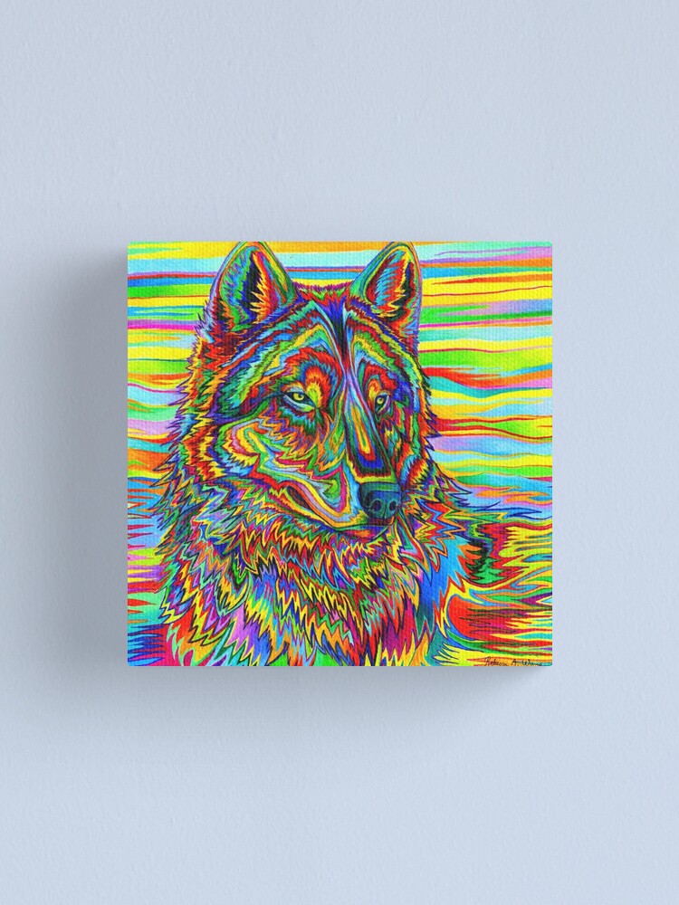 "Colorful Psychedelic Rainbow Trippy Wolf" Canvas Print for Sale by ...