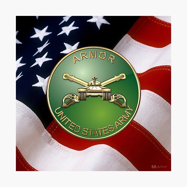 "U.S. Army Armor - Branch Insignia over U. S. Flag" Photographic Print ...