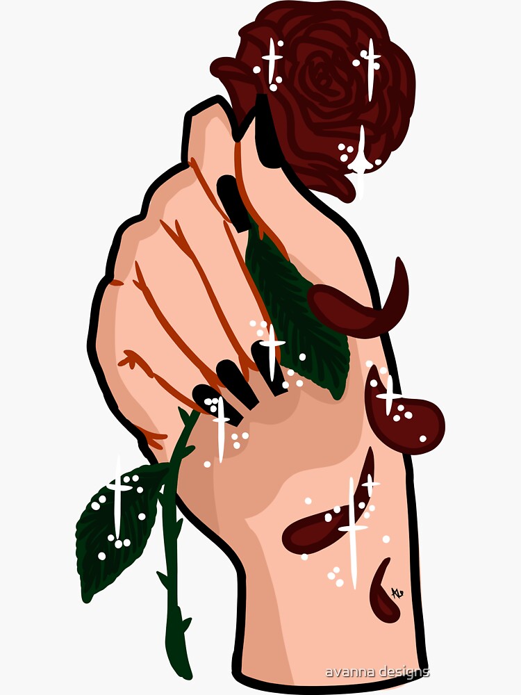 "hand holding a rose sticker" Sticker by avannalowery | Redbubble