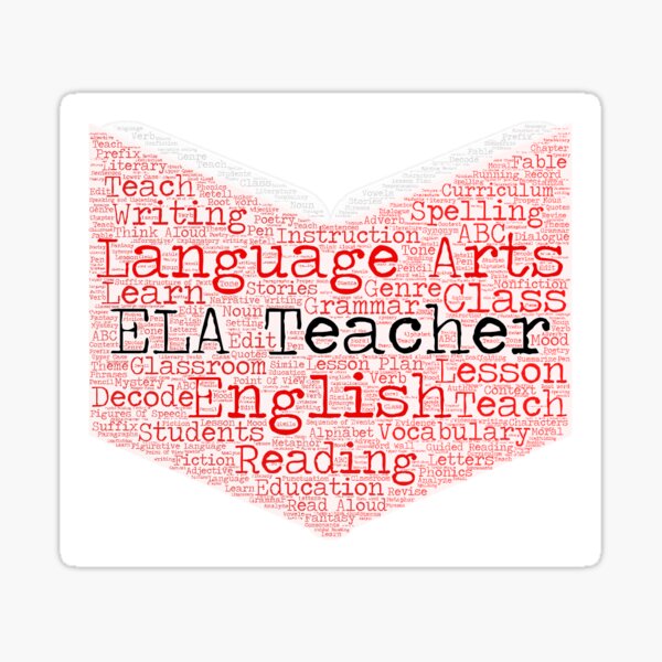 "ELA Teacher Word Art (Book)" Sticker for Sale by BrookesWordArt ...