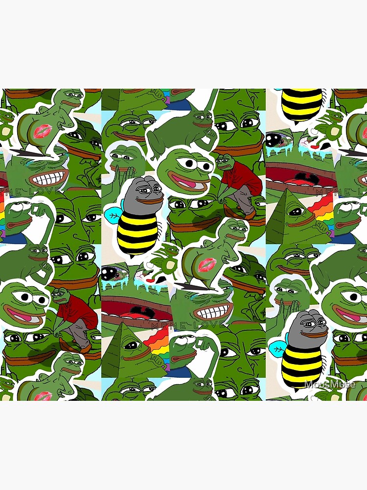"Pepe Meme Love Collage" Throw Blanket by MousMuse | Redbubble