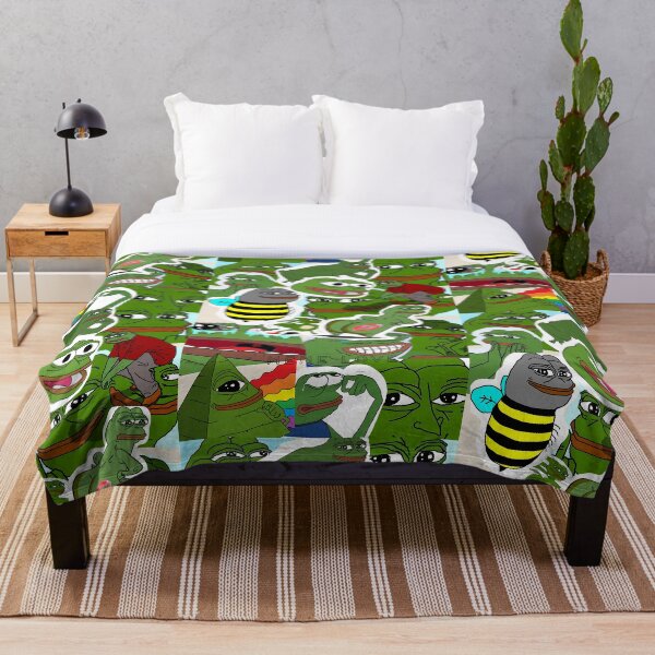 "Pepe Meme Love Collage" Throw Blanket by MousMuse | Redbubble