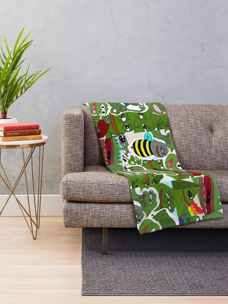"Pepe Meme Love Collage" Throw Blanket by MousMuse | Redbubble