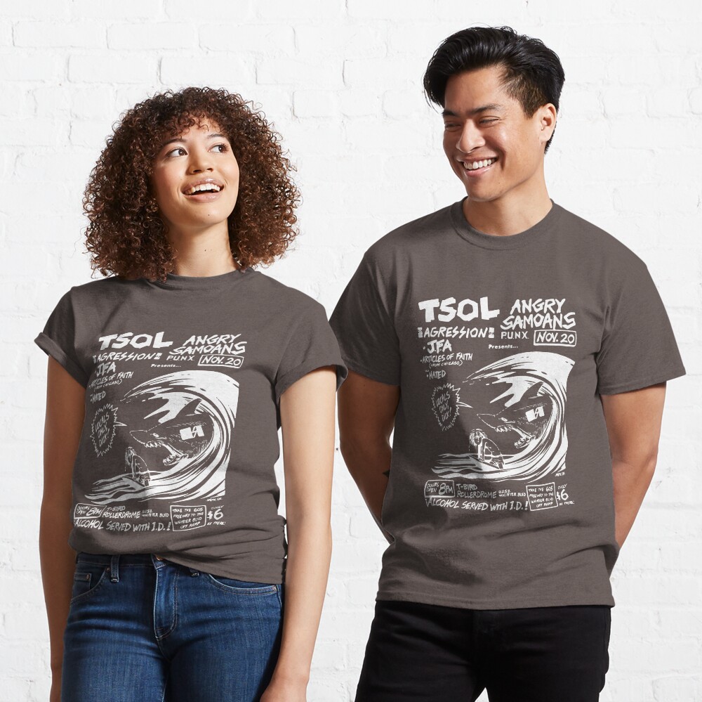 "Old 1982 L.A. punk show poster – TSOL & Angry Samoans" T-shirt by ...