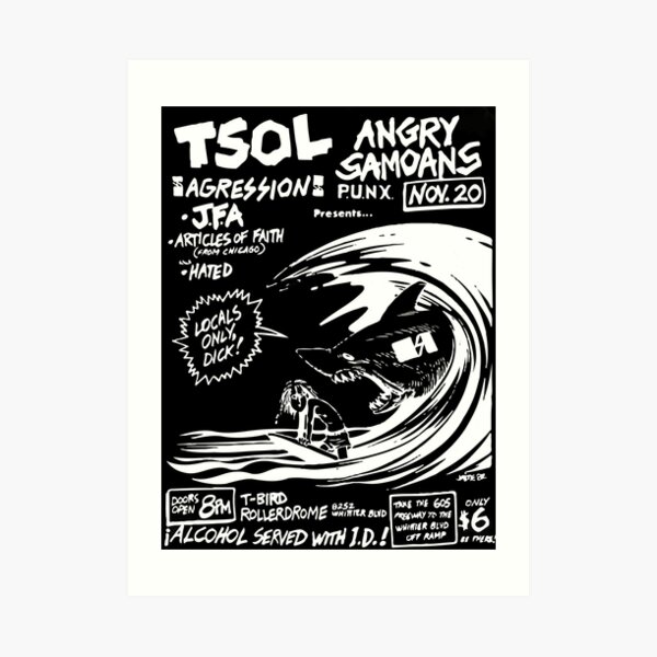 "Old 1982 L.A. punk show poster – TSOL & Angry Samoans" Art Print for ...