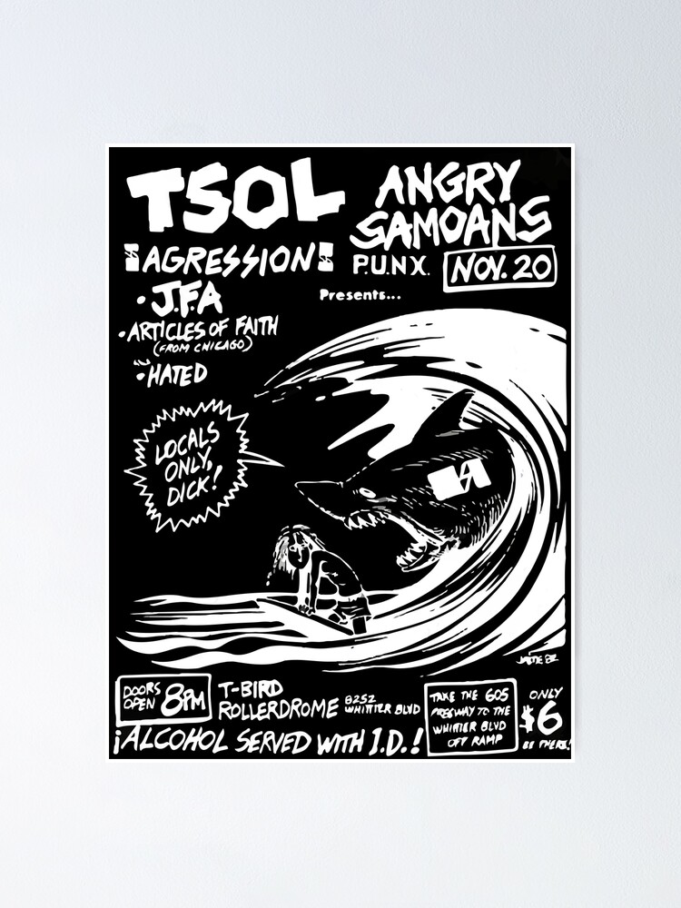 "Old 1982 L.A. punk show poster – TSOL & Angry Samoans" Poster for Sale ...