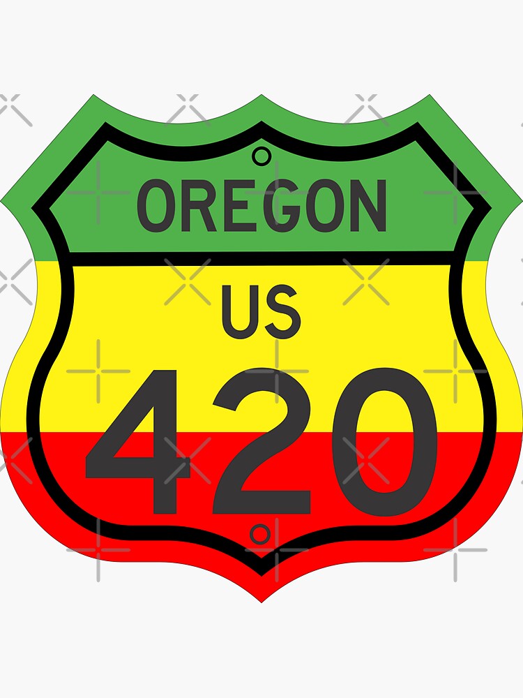 "Oregon Highway 420 in Rasta Colours" Sticker by Kiwidom | Redbubble